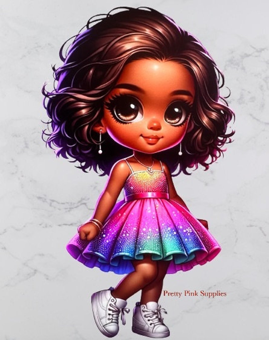 Black Girl Sticker, Chibi Stickers, Chibi Doll, African American ...