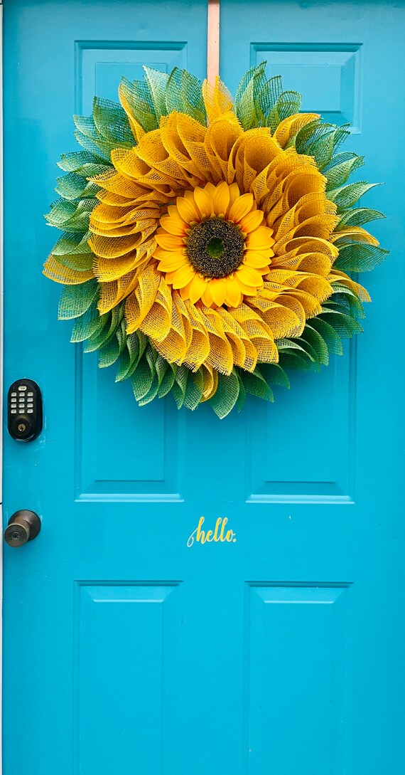 Sunflower Door Wreath Burlap Sunflower Wreath Sunflower | Etsy