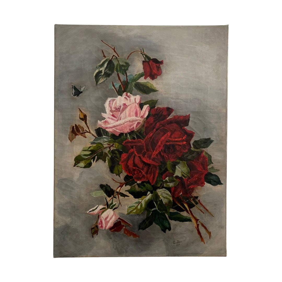 Antique Roses Painting - Etsy