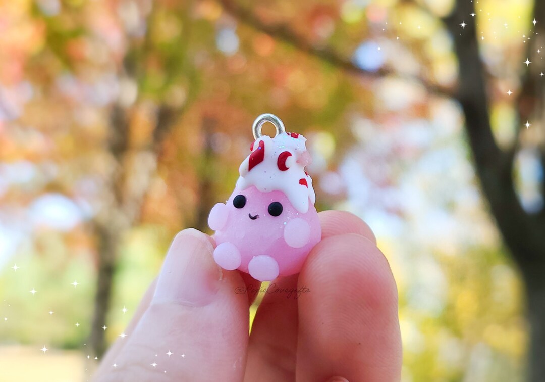 Kawaii Peppermint Sprite Charm Pink Mushling Clay Stitch - Etsy