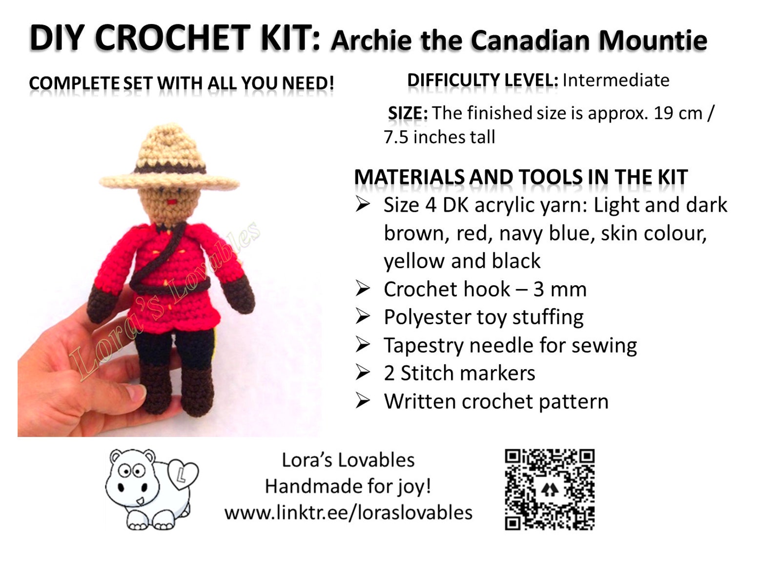 DIY RCMP Canadian Mountie Crochet Kit Advanced Beginner to - Etsy
