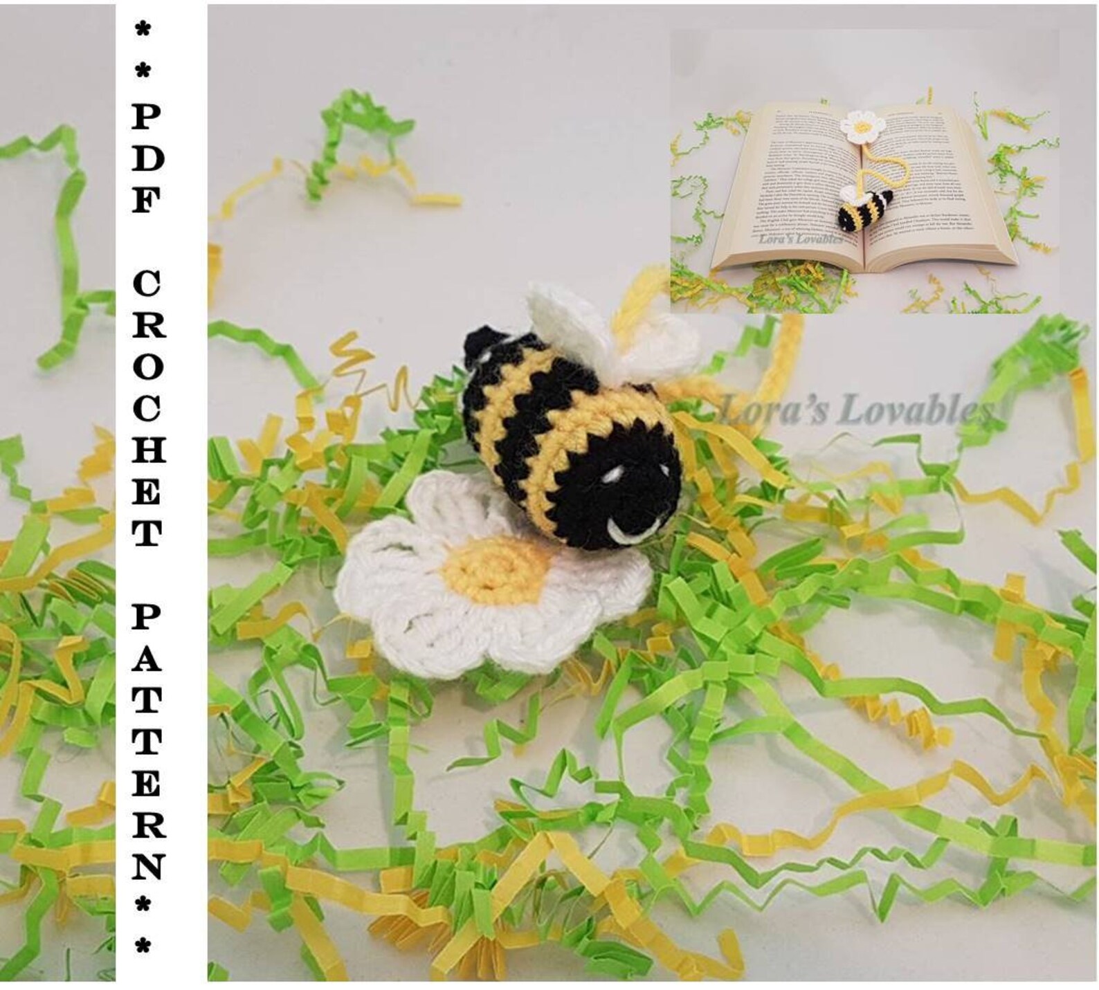 Pdf-crochet Bookmark: Bumblebee With Flower, Bee / Book Lover Gift ...