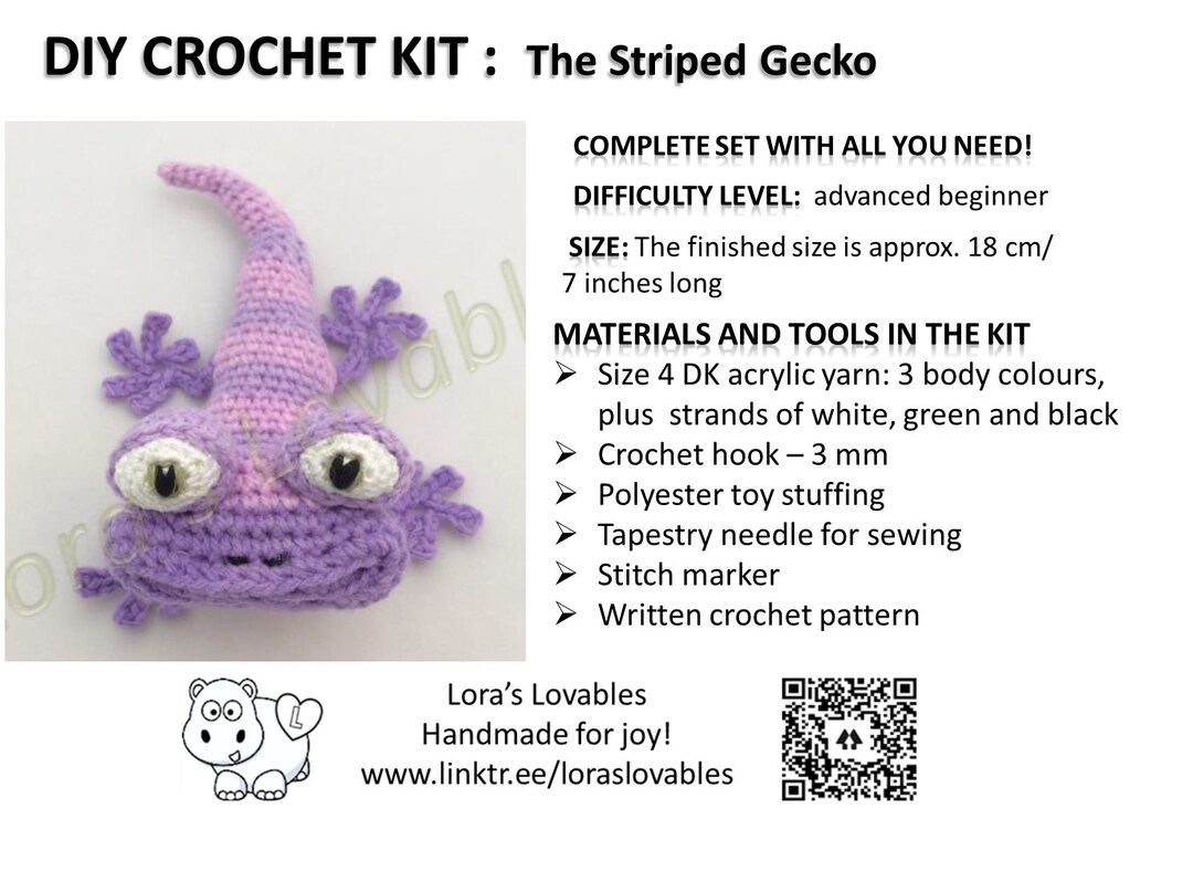 DIY Striped Gecko Crochet Kit: Beginner Friendly Reptile Amigurumi - Etsy