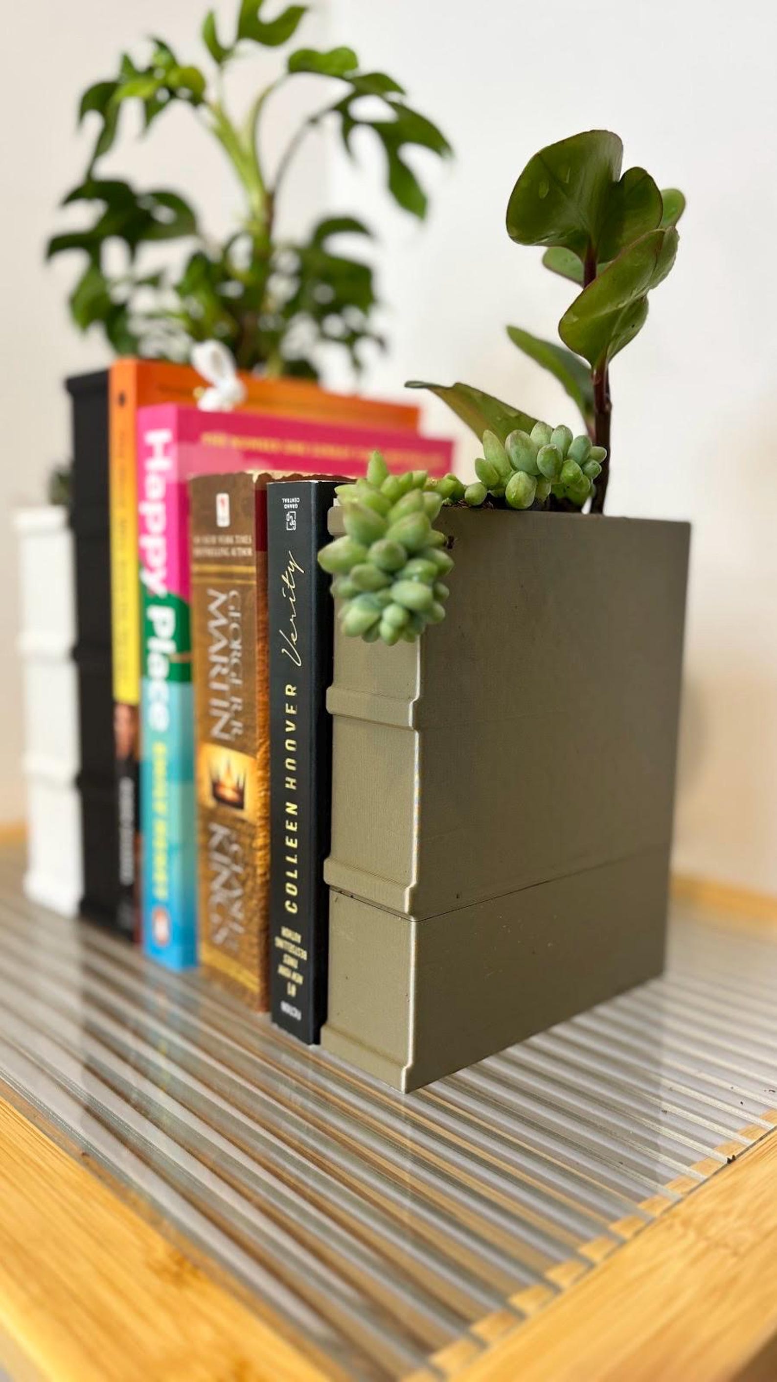 Book-shaped Bookend Planter - Etsy