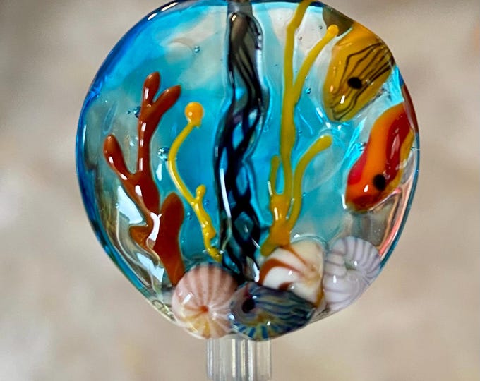 Handmade Jewelry, Lampwork Focal, Lampwork Glass Bead, Ocean Bead ...
