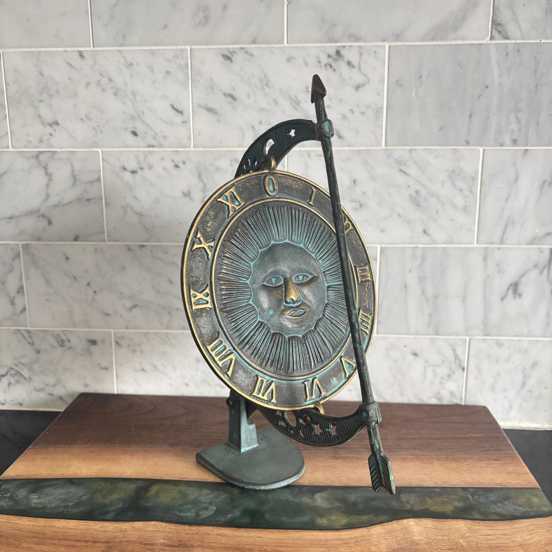 Vintage Verdigris Brass Sundial, Shelf Decor - Etsy