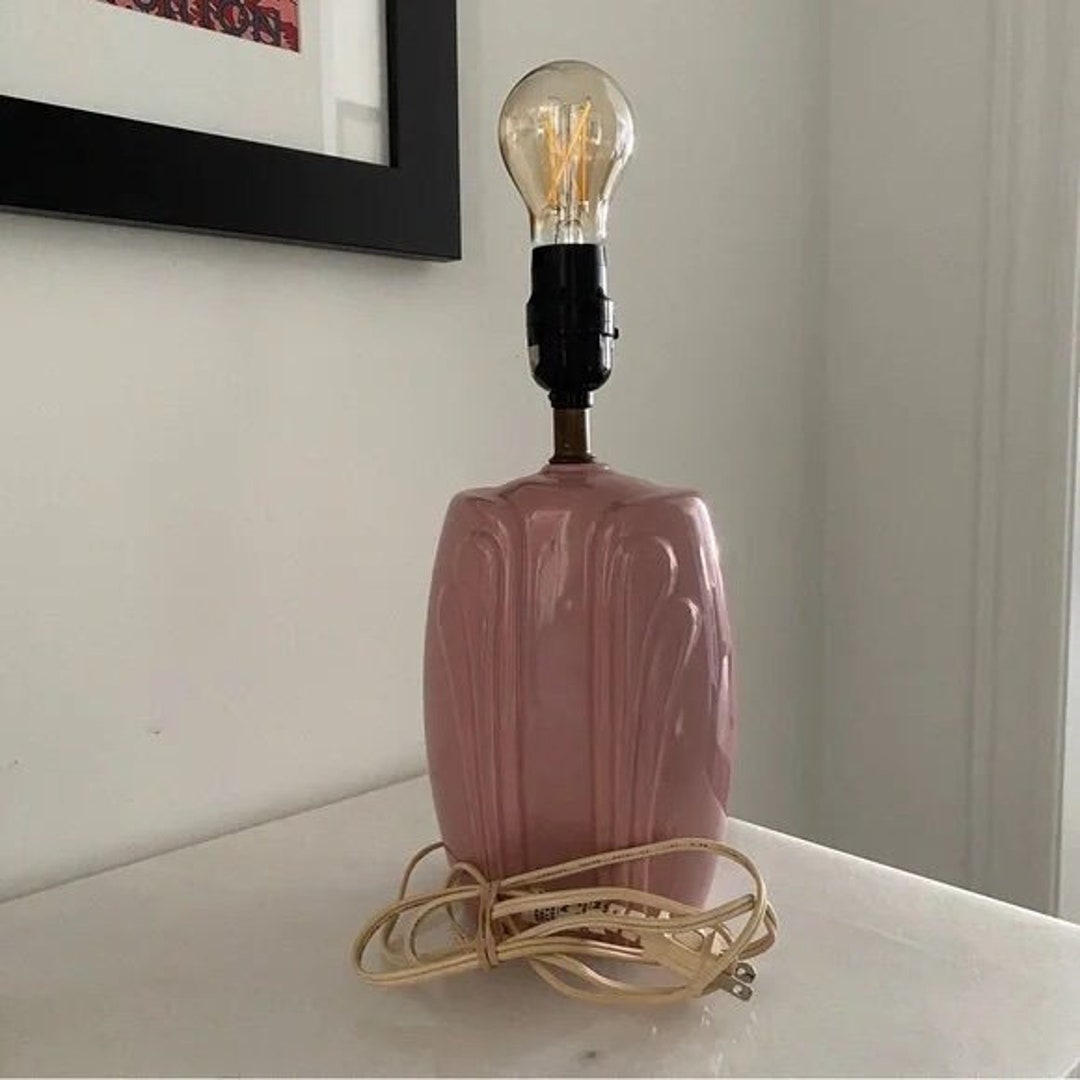 Vintage Mauve Pink Glazed Ceramic Art Deco Table Lamp - Etsy