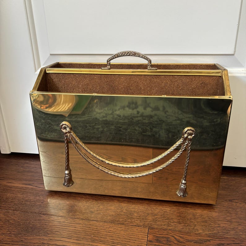 Vintage Brass Magazine Holder With Brass Rope Decal Detail - Etsy
