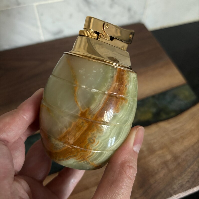 Vintage Onyx Marble Stone Grenade Shaped Table Lighter - Etsy