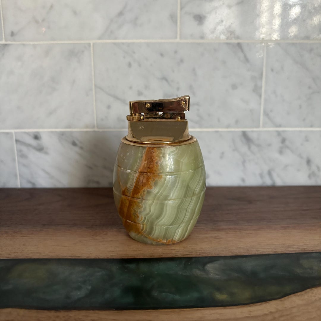 Vintage Onyx Marble Stone Grenade Shaped Table Lighter - Etsy