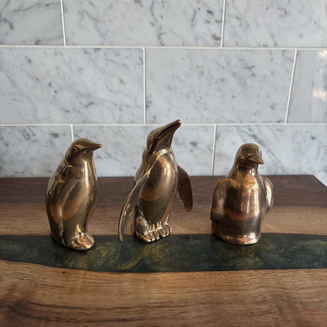 Vintage Trio of Brass Penguin Figurines - Etsy