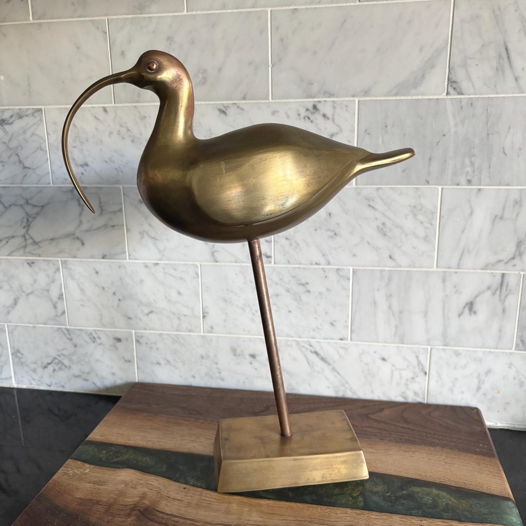 Vintage MCM Mid Century Brass Curlew Shore Bird Figurine Statue - Etsy