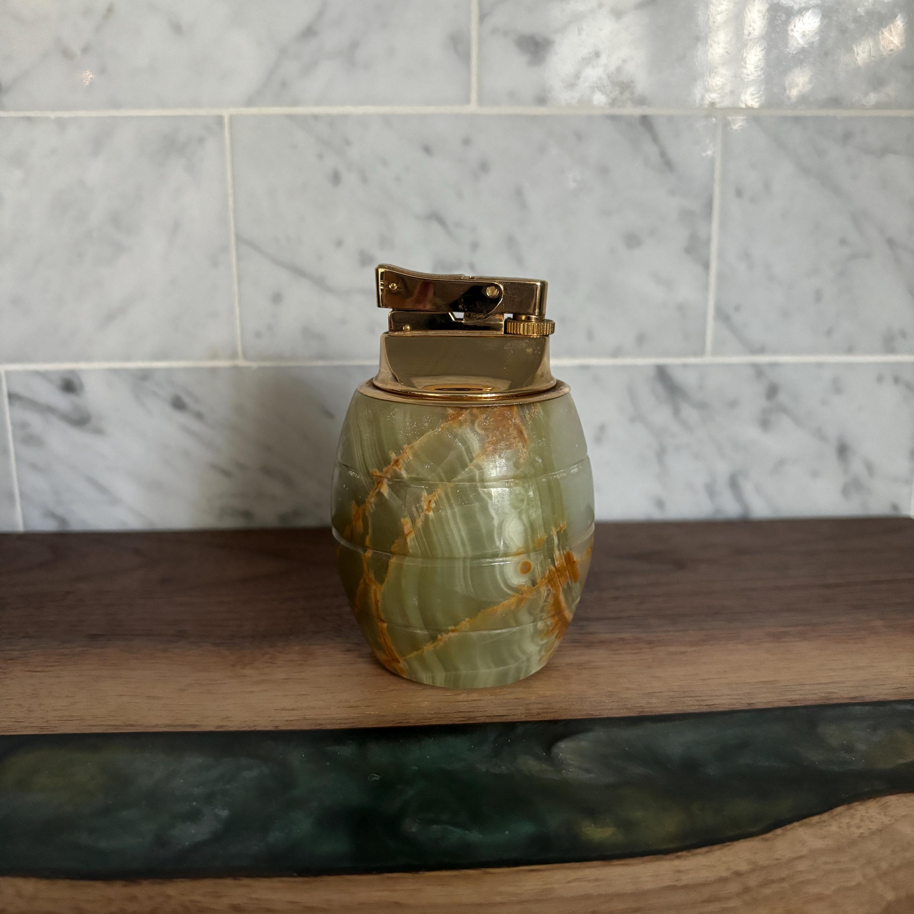 Vintage Onyx Marble Stone Grenade Shaped Table Lighter - Etsy