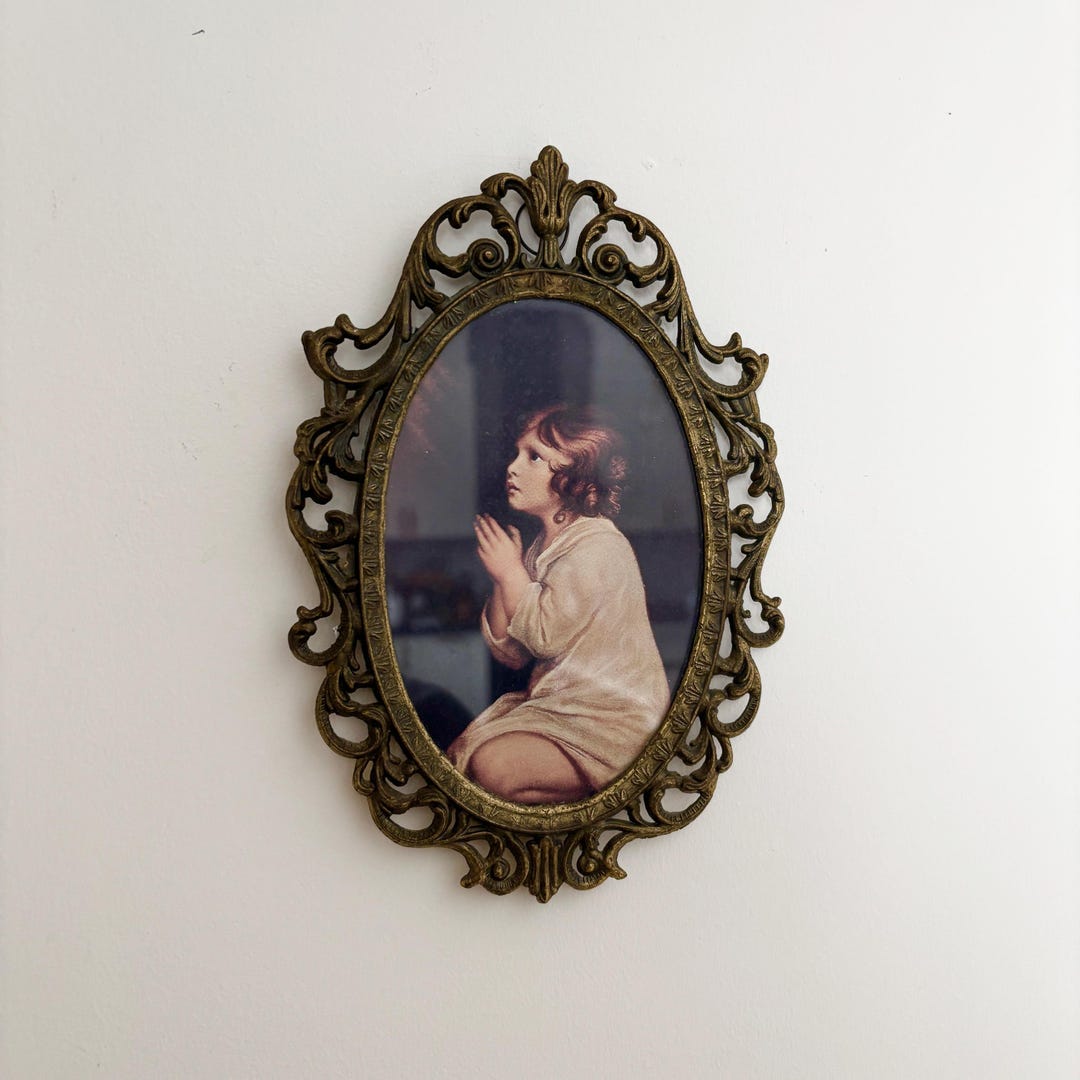 Vintage Italian Ornate Brass Oval Frame, the Infant Samuel Print - Etsy