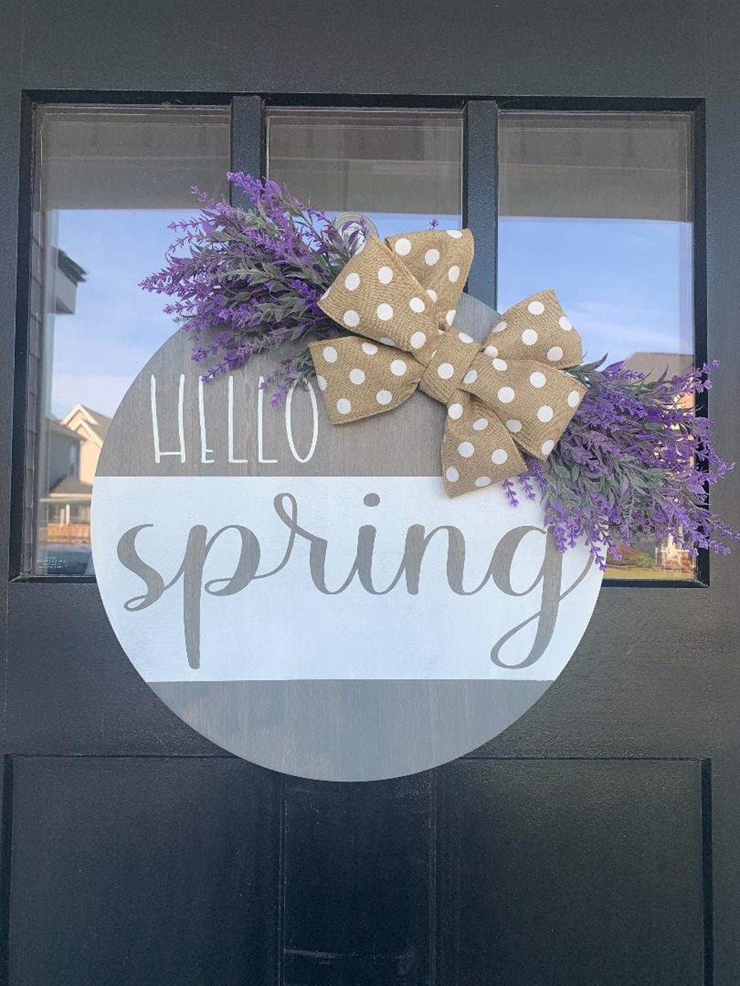Front Door Hanger, Hello Spring Welcome Sign, Front Door Welcome Sign ...