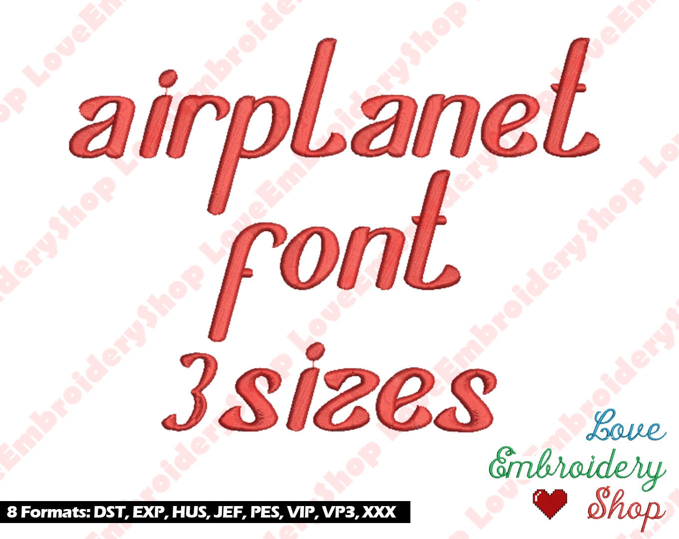Airplanet Font Machine Embroidery Design Fonts 3 Sizes File | Etsy