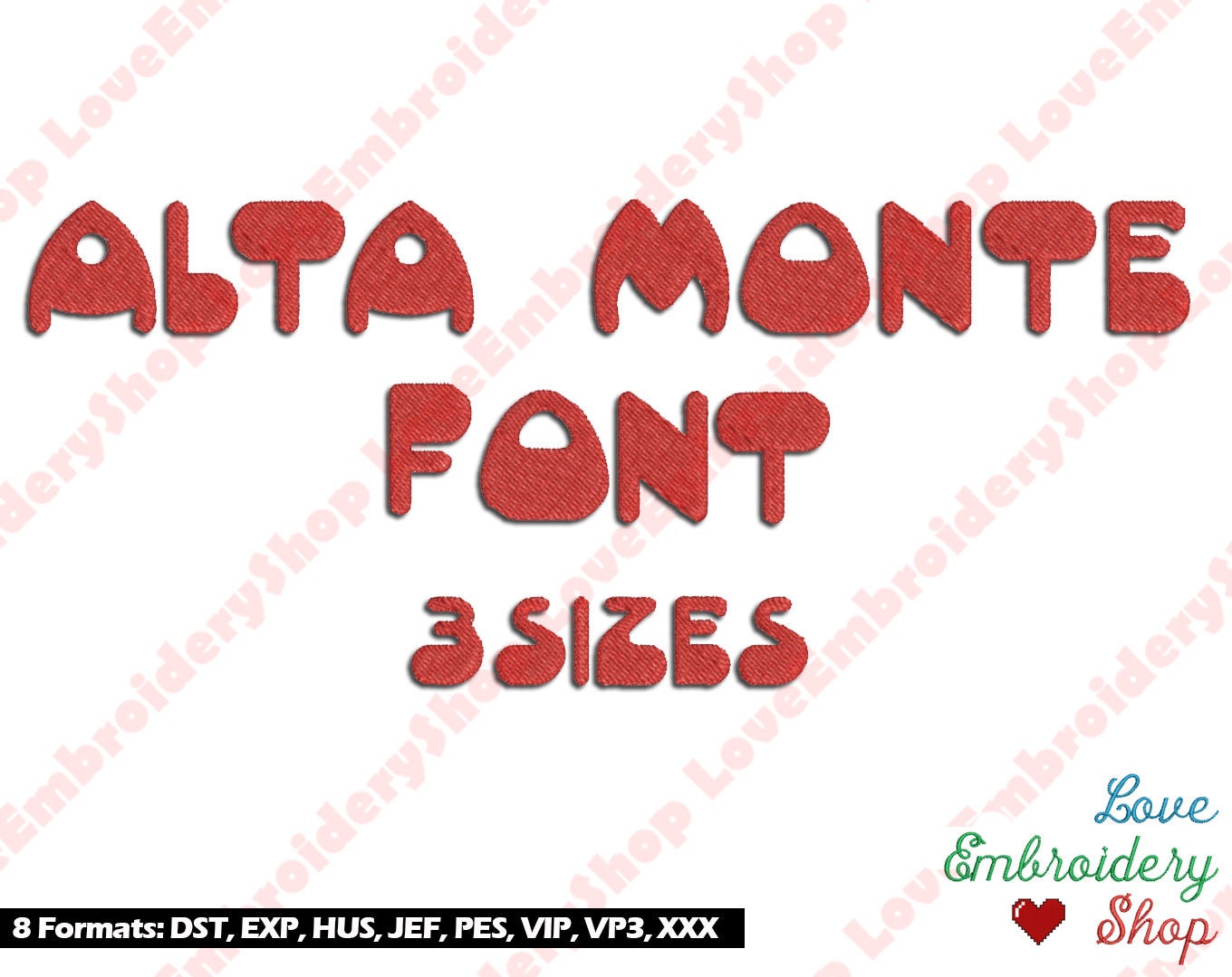 Alta Monte Font Machine Embroidery Design Font 3 Sizes File | Etsy