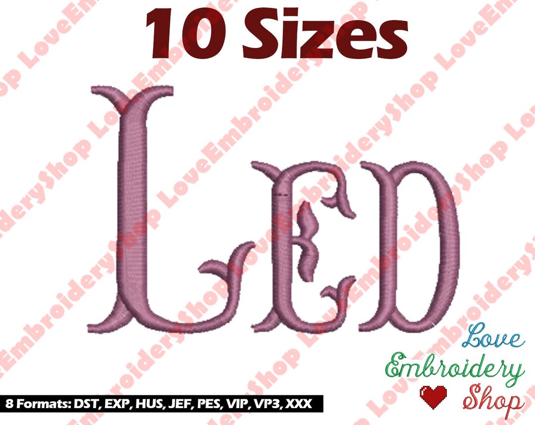 Fish Tail Font Machine Embroidery Design Fonts Monogram 10 Sizes File ...