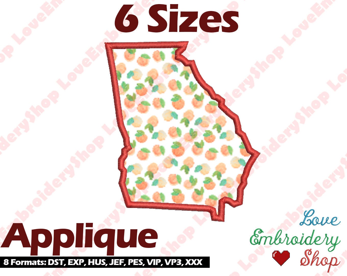Georgia Applique Machine Embroidery Design Pattern 6 Sizes | Etsy