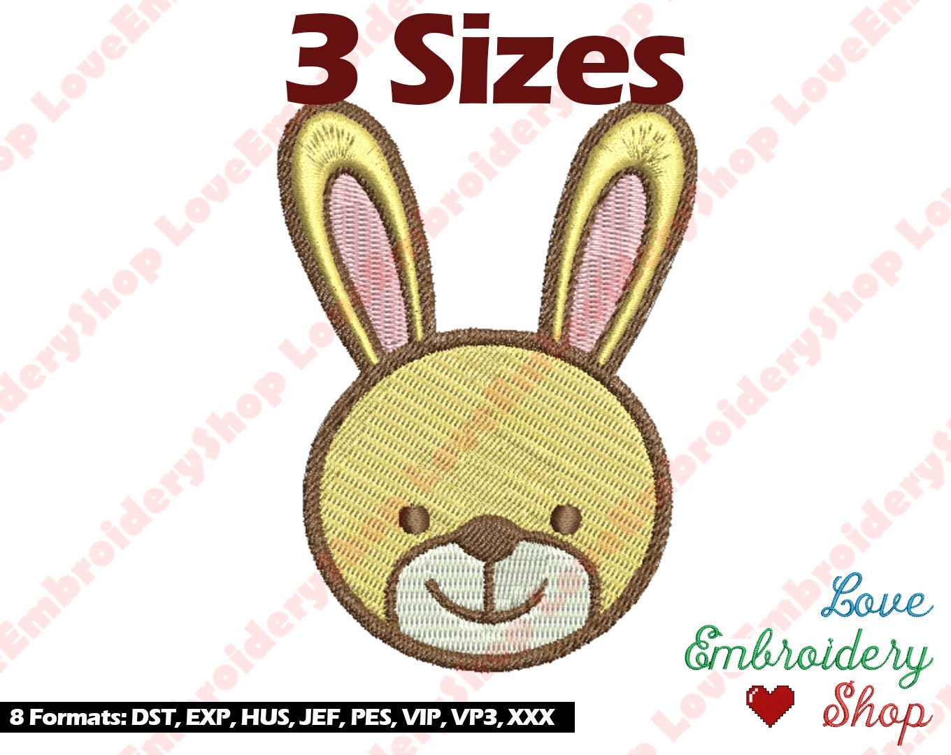 Rabbit Machine Embroidery Design 3 Sizes Animal Wild Easter | Etsy