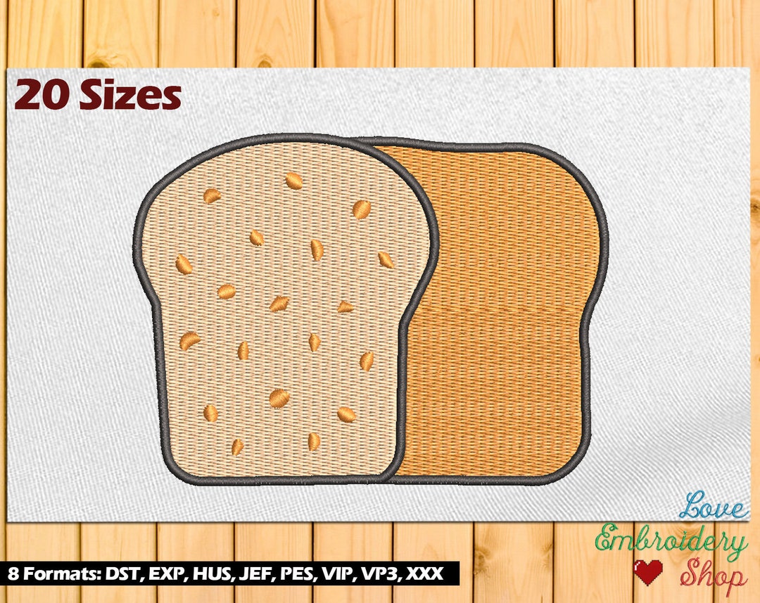 Bread Machine Embroidery Design Files Pattern 20 Sizes All Formats Food ...