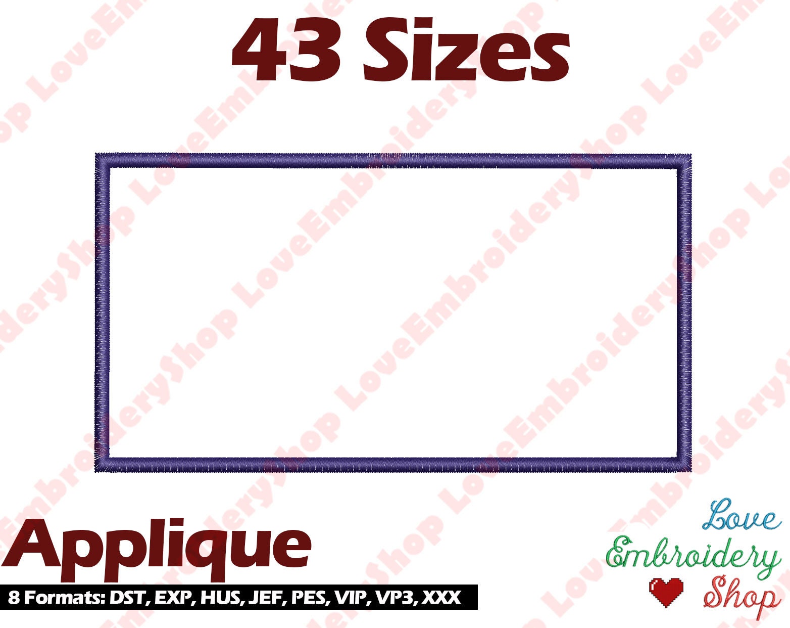 RECTANGLE Applique Machine Embroidery 43 Sizes Designs - Etsy
