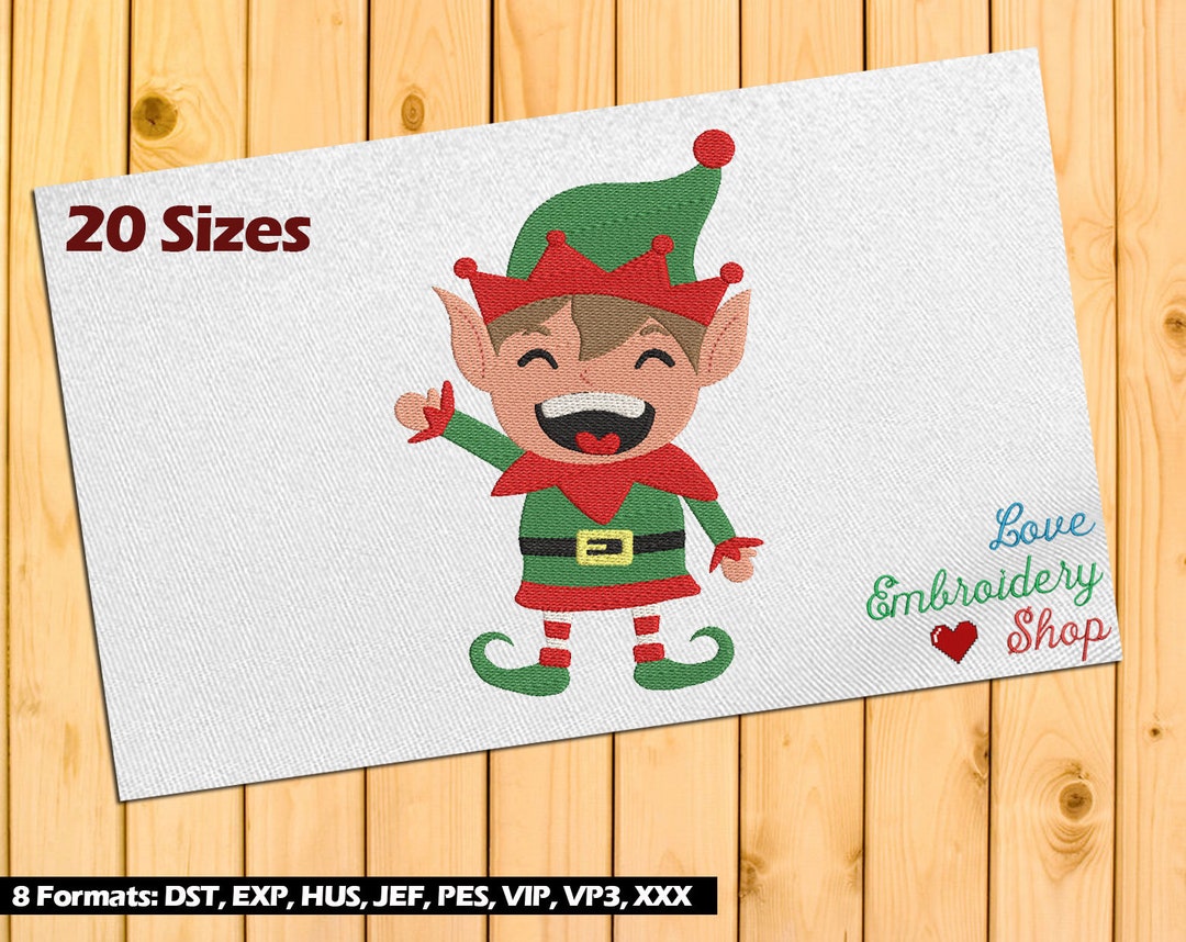 Elf Christmas Embroidery Design Machine Embroidery Designs 20 Sizes ...