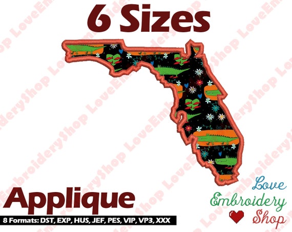 Florida Applique Machine Embroidery Design Pattern 6 Sizes | Etsy