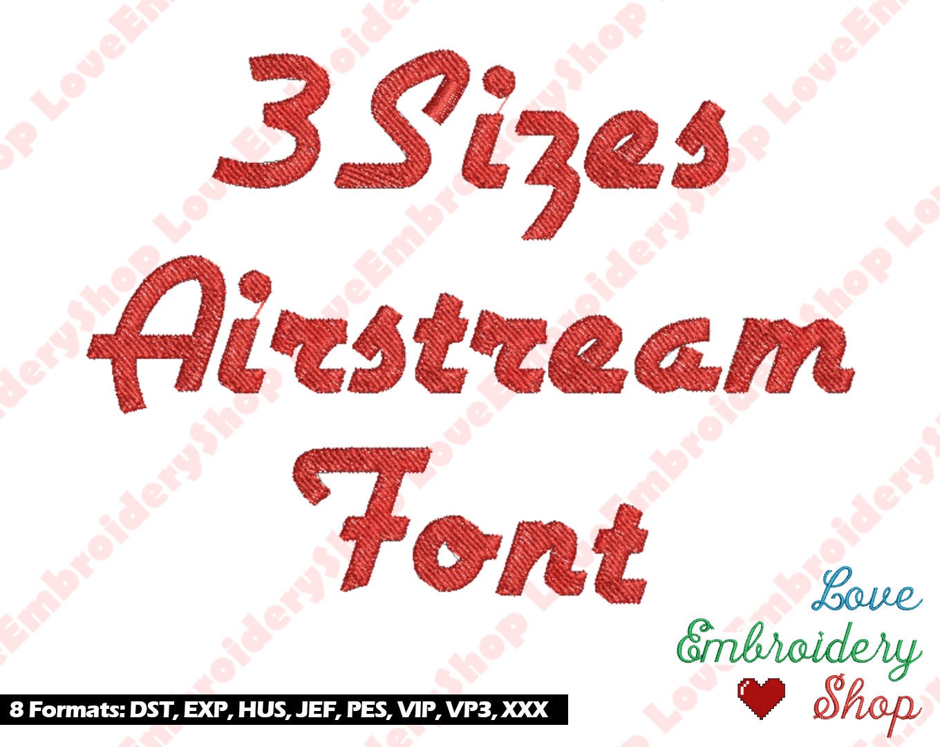 Airstream Font Machine Embroidery Design Fonts 3 Sizes File | Etsy