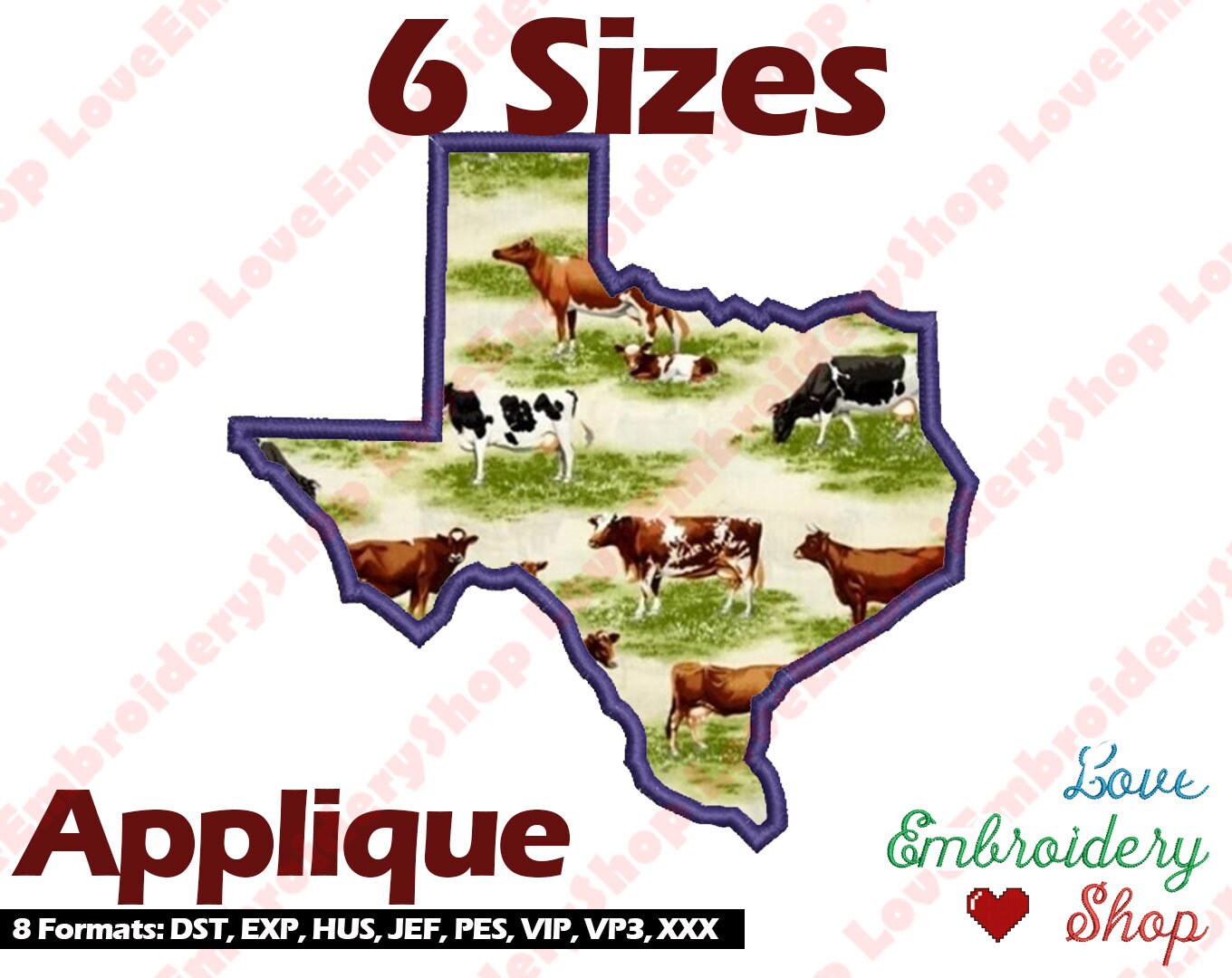Texas Applique Machine Embroidery Design Pattern 6 Sizes File - Etsy