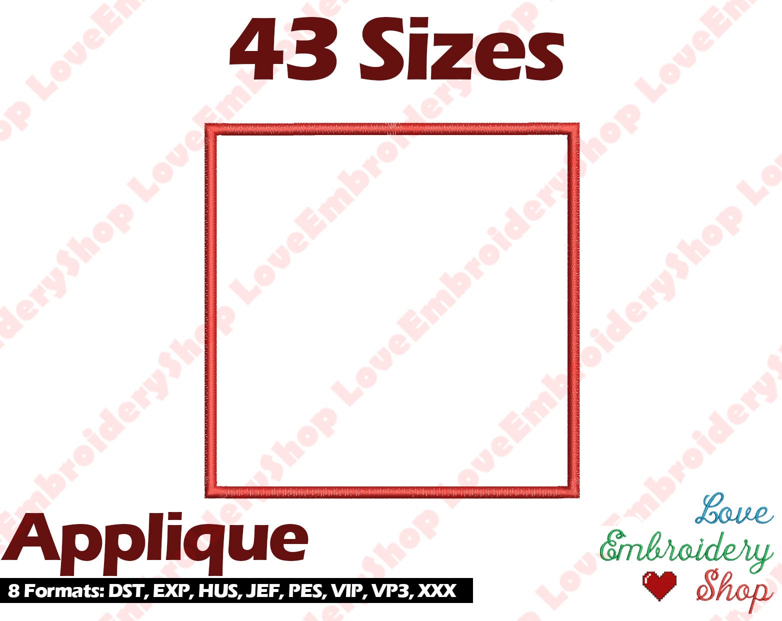 SQUARE Applique Machine Embroidery Design 43 Sizes Square | Etsy