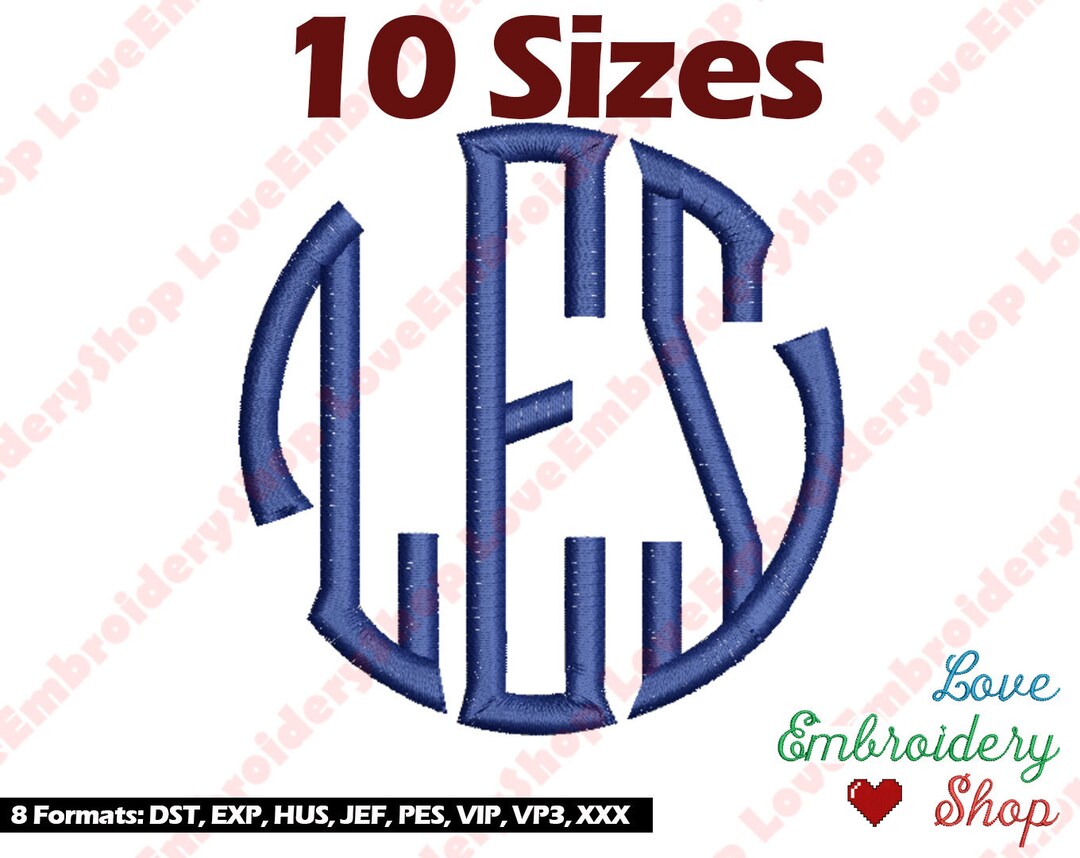 Seal Font Machine Embroidery Design Fonts Monogram 10 Sizes File ...