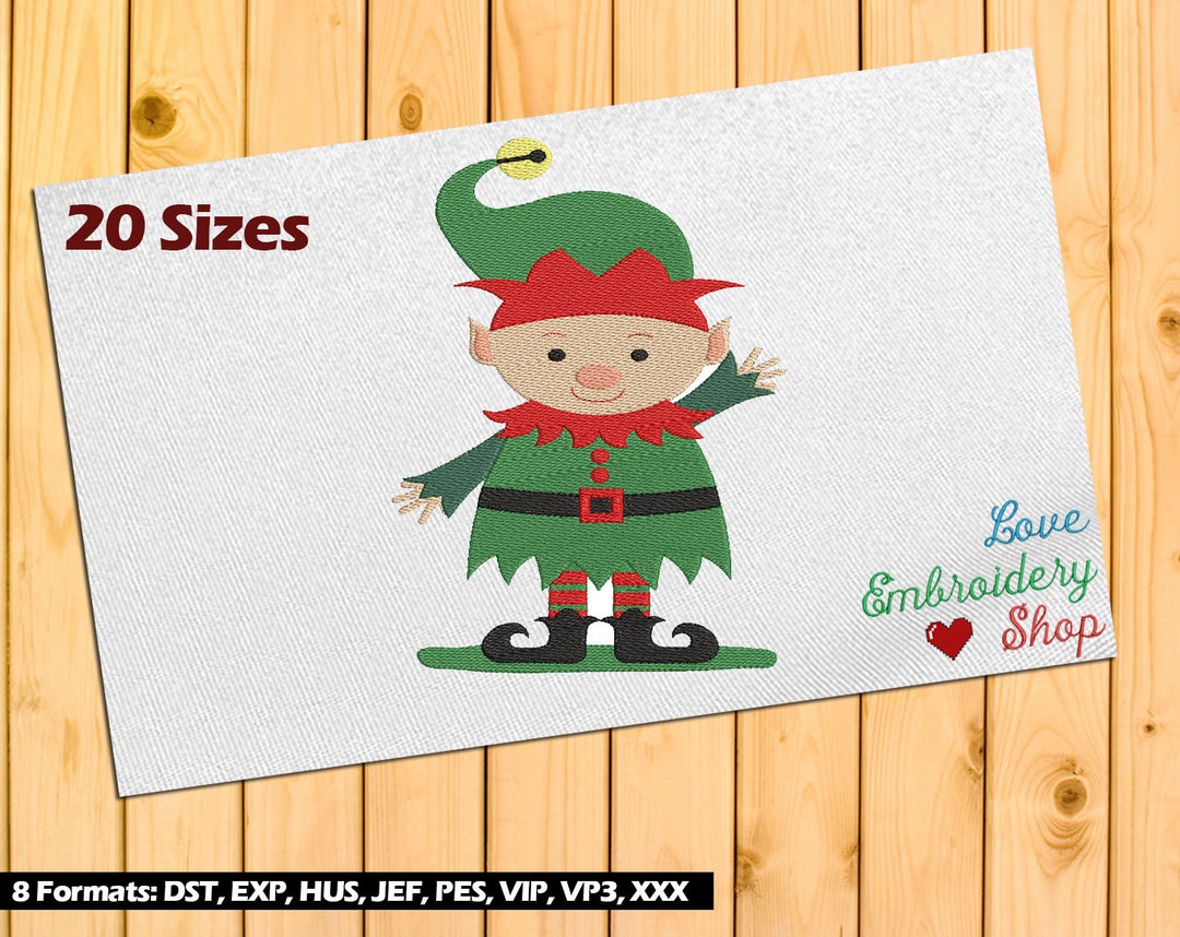 Elf Christmas Embroidery Design Machine Embroidery Designs 20 Sizes ...