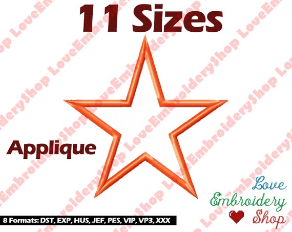 Star Applique Machine Embroidery Design 11 Sizes File Pattern | Etsy