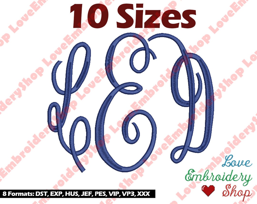 Fancy Monogram Machine Embroidery Design Fonts Monogram 10 Sizes File ...