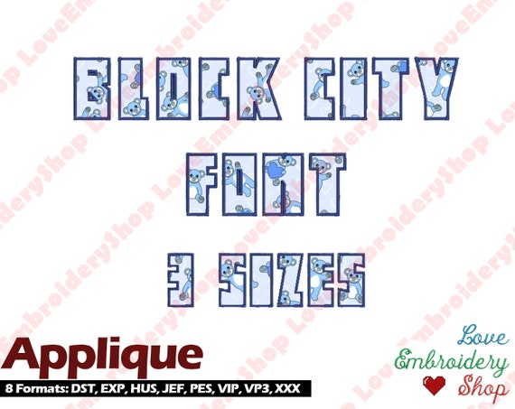 Block City Font Machine Embroidery Design Applique Fonts 3 - Etsy