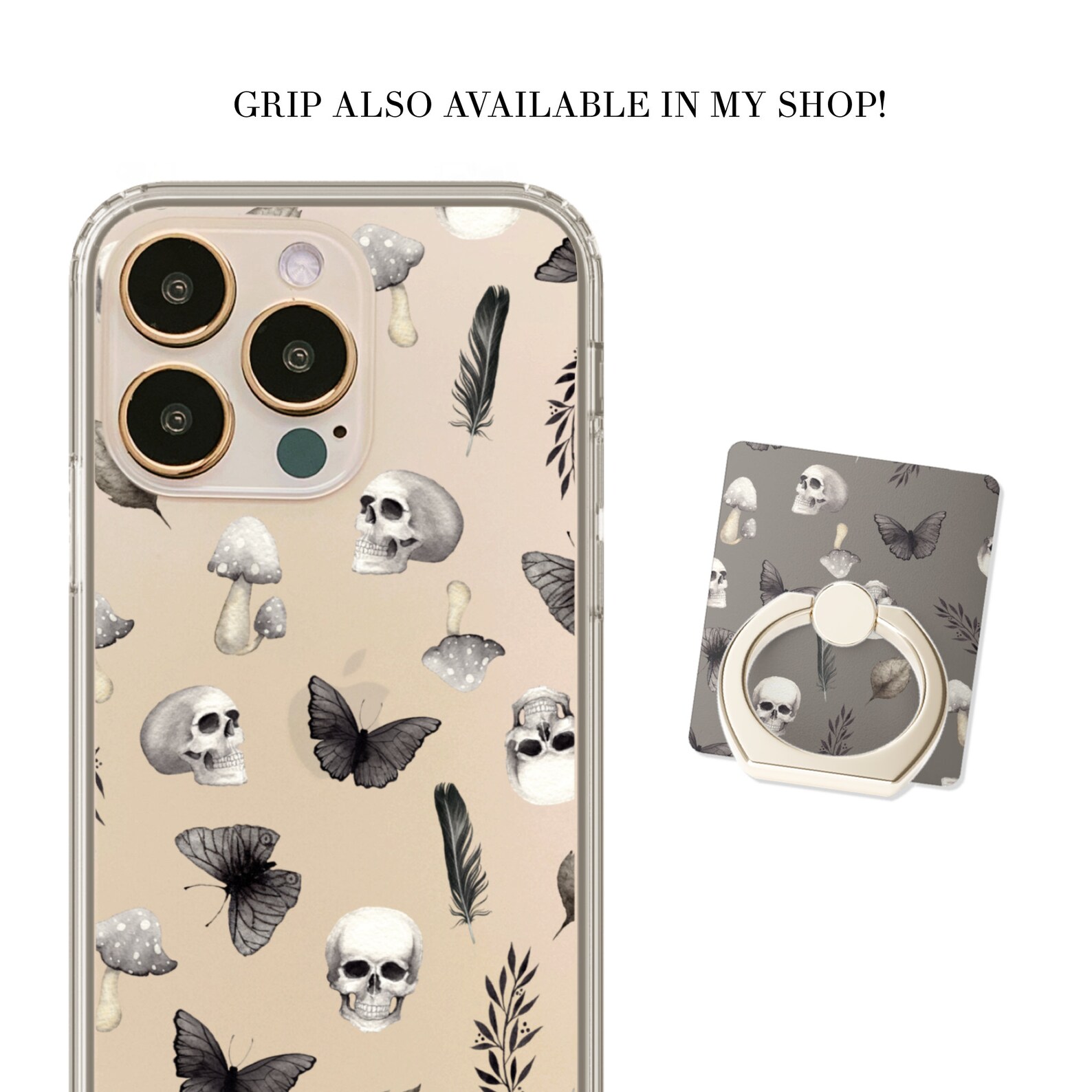 Halloween Grunge Skull Clear Phone Case With Creepy Aesthetic | Etsy