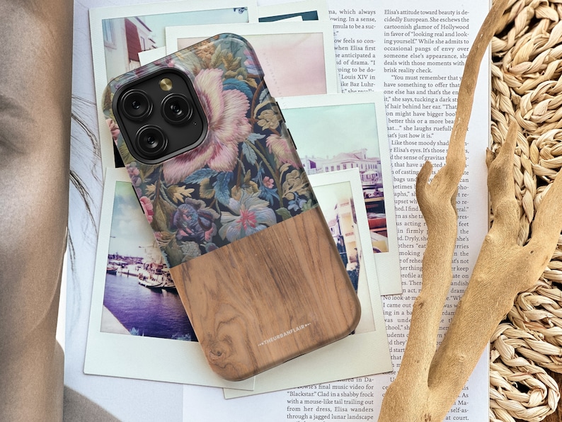 Floral Wood Print MagSafe Phone Case For iPhone 17 16 15 14 13 Galaxy ...