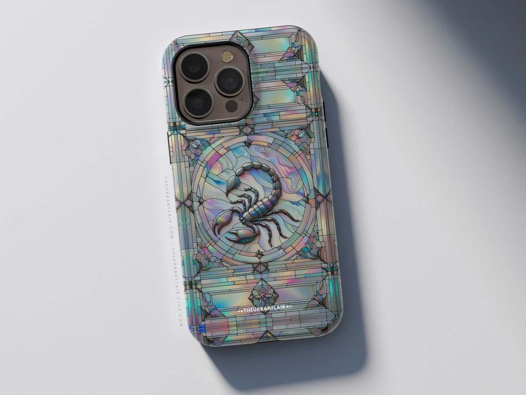 Scorpio Stained Glass Illusion Print Tough Phone Case for iPhone 16e 15 ...