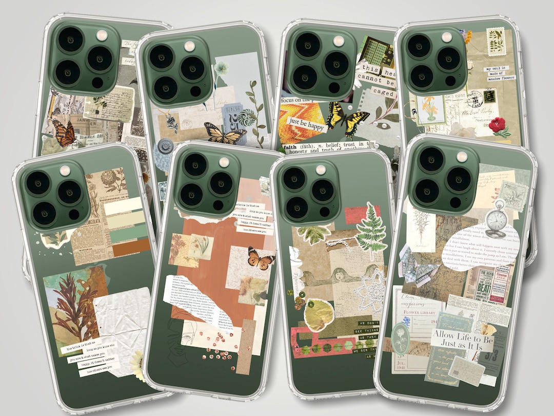 Best Phone Cases for New Alpine Green iPhone 13 Pro and 13 Pro Max Clear Covers With Aesthetic Designs Moodboard Collage Scraps Magsafe Etsy