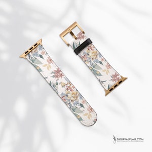 Pretty Flowers Apple Watch Band Vegan Leather Chic Apple Watch Straps ...