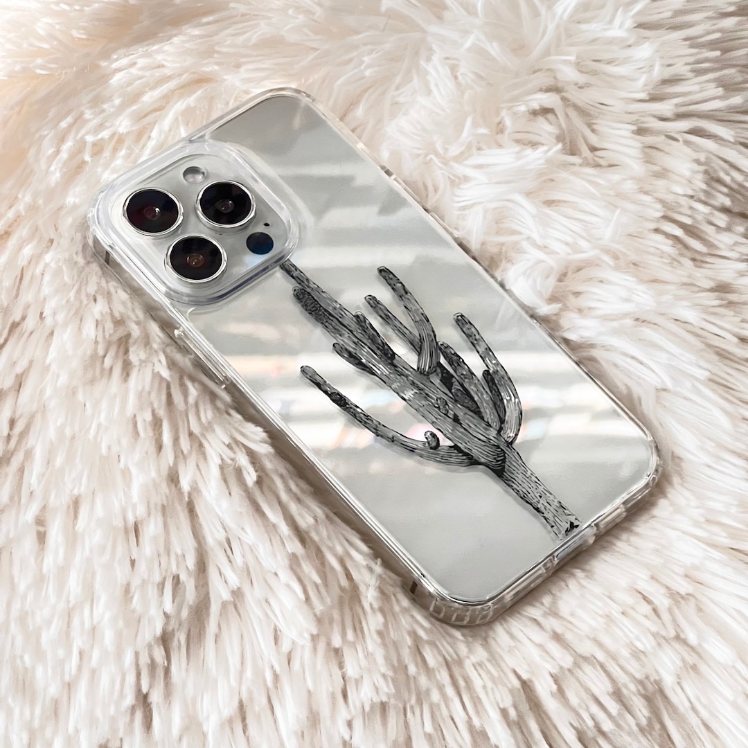 Retro Cactus Line Art Clear Phone Case for iPhone 15 14 13 12 11 X XS 7 ...