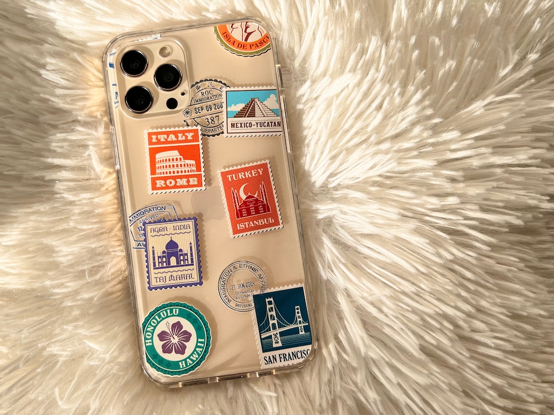 Travel Passport Stamps Phone Case for iPhone 16 15 14 13 Pro Max 12 ...