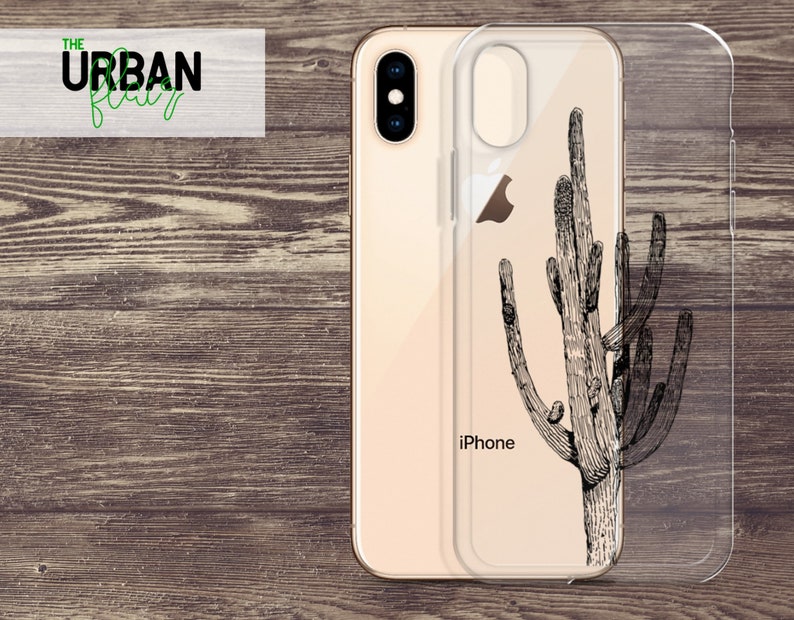 Retro Cactus Line Art Clear Phone Case For iPhone 7 8 Plus X | Etsy