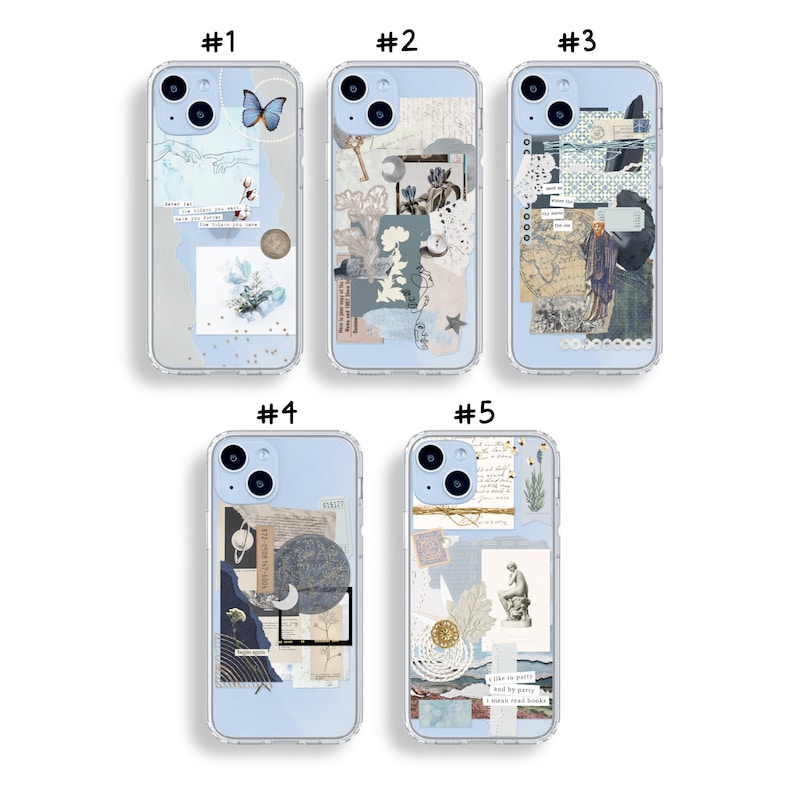 Aesthetic Collage Scrap Phone Cases for New Blue iPhone Magsafe Phone ...