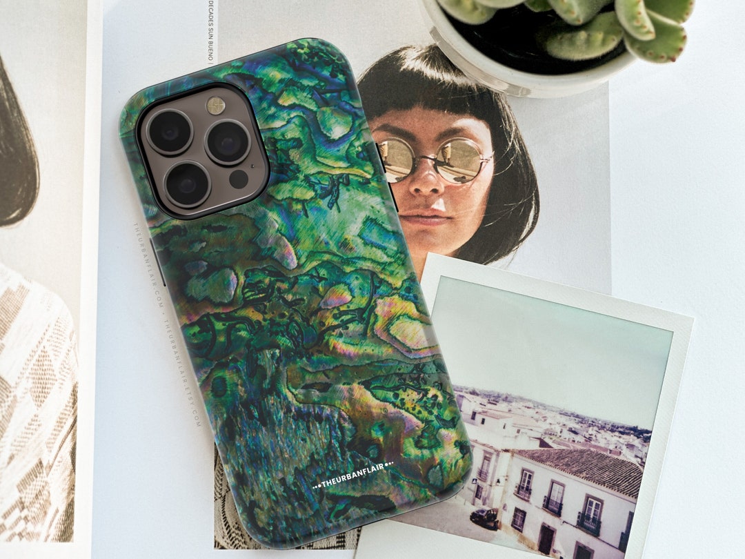 Green Abalone Mollusk Shell Print Tough Phone Case for iPhone 17 Air ...