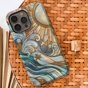 Waves & Sun Rays Stained Glass Illusion Print Magsafe Phone Case for ...