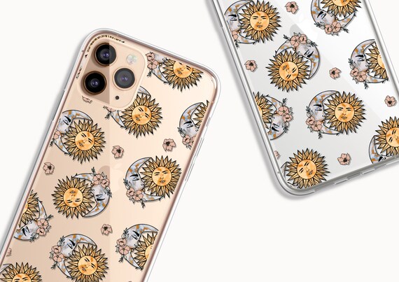 Boho Opal Sun Moon Pattern Clear Phone Case For iPhone 12 11 | Etsy