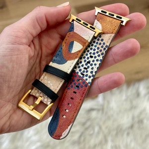 Rustic Abstract Shapes Apple Watch Band Series 3 4 5 6 7 8 SE 38mm 40mm ...