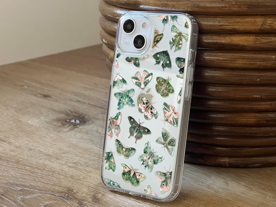 Green Pink Luna Moths Phone Case for iPhone 16 15 14 13 Pro Max 12 Mini ...